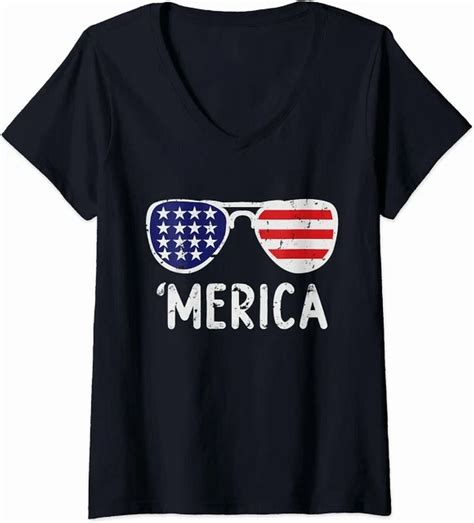 Hot Trending Tee With Merica Sunglasses 4th Of July Patriotic American