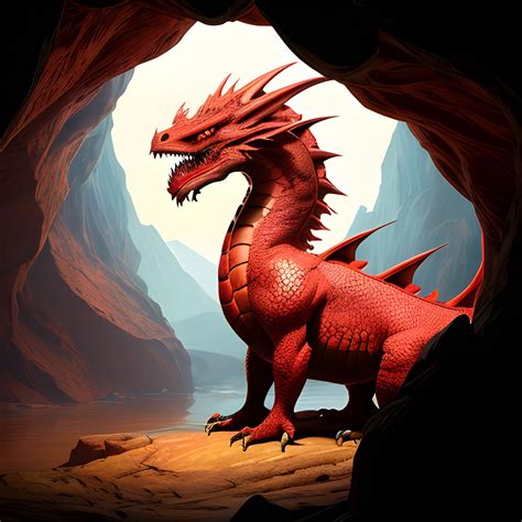 A Beautiful Image Of A Red North American Dragon In A Cave Arthubai