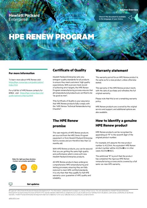Hpe Renew Program Quality Certificate