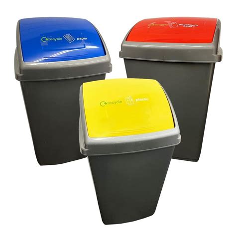 50l Large Grey Home Office Commercial Plastic Recycling Bins With