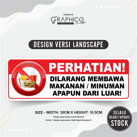 Stiker Dilarang Membawa Makanan Minuman Dari Luar Per 3 Lbr Lazada