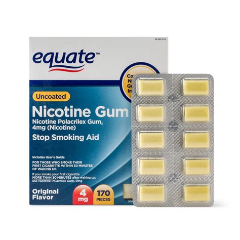 Equate Uncoated Nicotine Gum Original Flavor 4 Mg 170 Count Hsafsa
