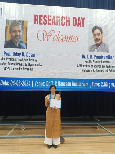 Srmist Research Award Schoolofcomputing School Of Computing Srmist