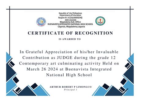 Culminating Activity Certificate General Academic Strand And Tvl Eim