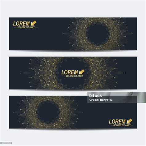 현대적이다 세트 벡터 배너 분자 및 정보전달 배경기술 지오메트릭 0명에 대한 스톡 벡터 아트 및 기타 이미지 0명 Dna 가리기 Istock