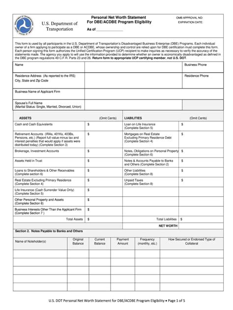 Personal Net Worth Template