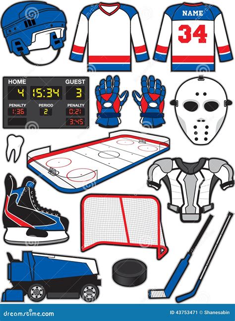 Hockey Items stock vector. Illustration of league, equipment - 43753471