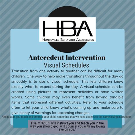 Antecedent Interventions Visual Schedules