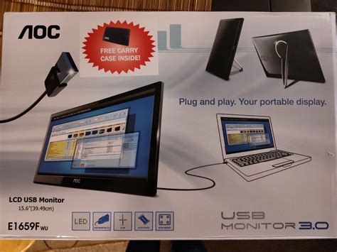 Used AOC E1659FWU 15 6 Inch Widescreen LED Monitor Portable Monitor USB Powered UBB Threads