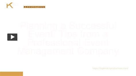Planning A Successful Event Tips From A Professional Event Management Company Presentation