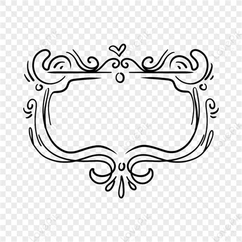손으로 그린 선 그리기 흑백 유럽 꽃 일러스트 테두리 요소원소선틀 Png 일러스트 무료 다운로드 Lovepik