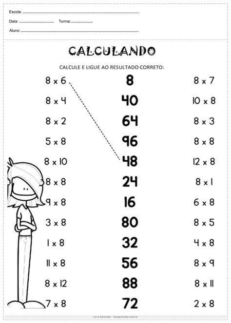 Atividades de multiplicação e divisão 3º ano Para Imprimir Descubra
