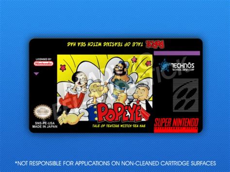 Snes Popeye Tale Of Teasing Witch Sea Hag Label Retro Game Cases