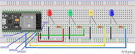 Allumer Quatre Leds Connect Es La Carte Esp Via Wifi
