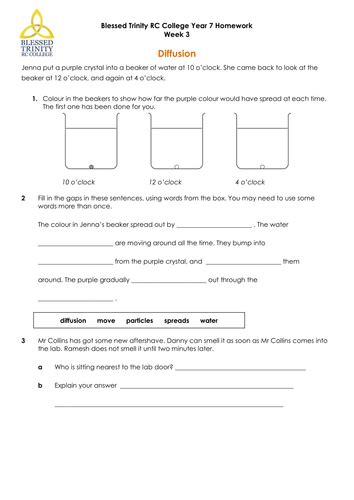 Diffusion Homework Teaching Resources