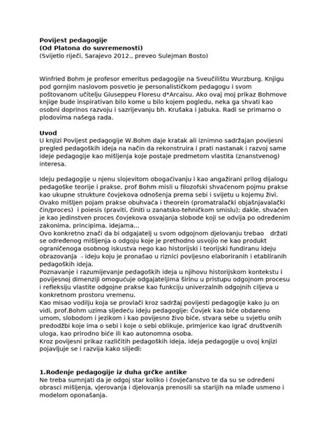 Povijest Pedagogije Od Platona Do Suvremenosti Prikaz Knjige Pdf