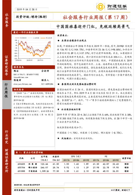 社会服务行业周报（第17周）：中国国旅喜迎开门红，免税延续高景气