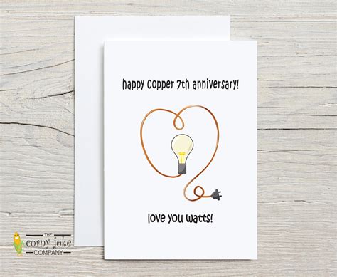 7th Anniversary Card Copper Anniversary Card 7 Year Anniversary T