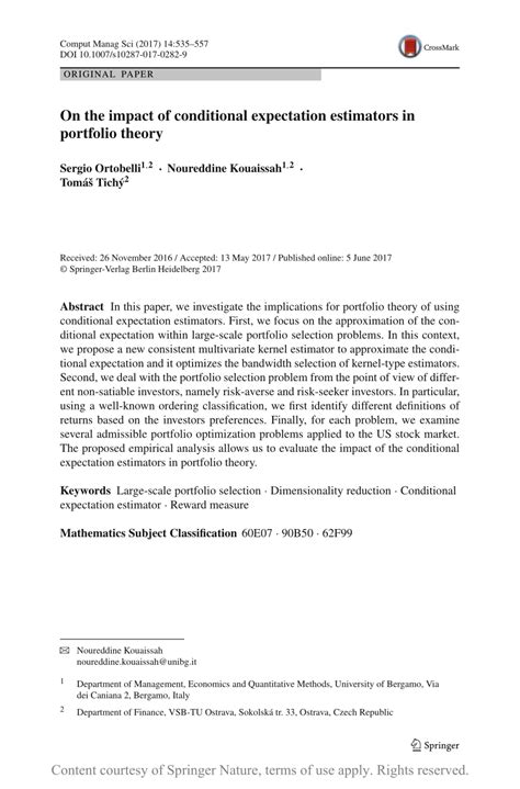 On The Impact Of Conditional Expectation Estimators In Portfolio Theory