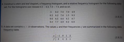 Solved 4 Construct A Stem And Leaf Diagram A Frequency Chegg