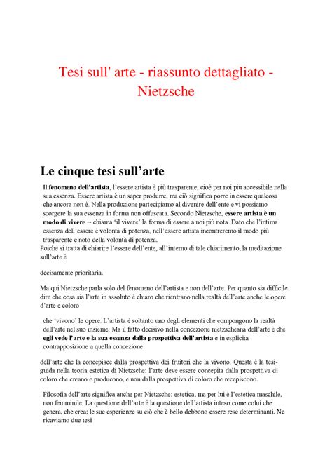 Tesi Sull Arte Riassunto Dettagliato Nietzsche Tesi Di Laurea Di
