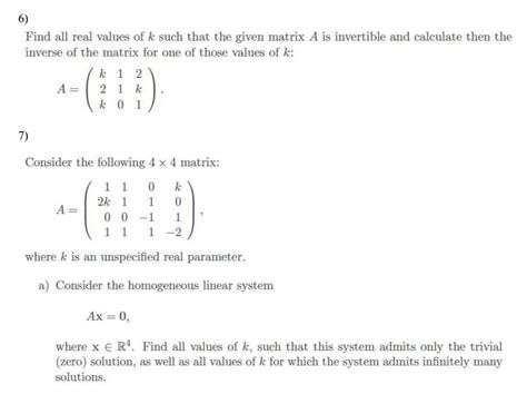 Solved Find All Real Values Of K Such That The Given Chegg