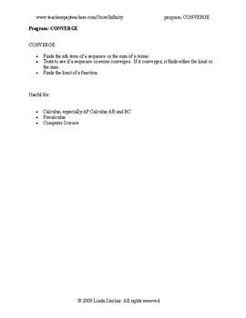 Convergence Of A Series Or Sequence Ti Plus Program By Infinity