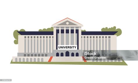 고등 교육 지식 및 학술 기관을 상징하는 평면 벡터 일러스트 레이 션에서 고전적인 건축물과 대학 건물 흰색 배경에 고립 0명에 대한 스톡 벡터 아트 및 기타 이미지 Istock