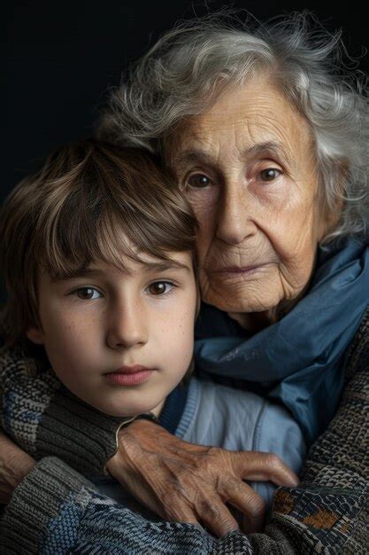 Grandmother With Her Grandson Generative Ai Premium Ai Generated Image