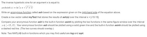 Solved The Inverse Hyperbolic Sine For An Argument X Is