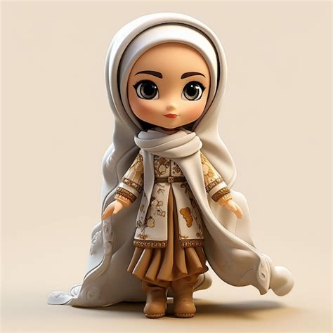 3d Hijab Girl Animated Character Premium Ai Generated Image