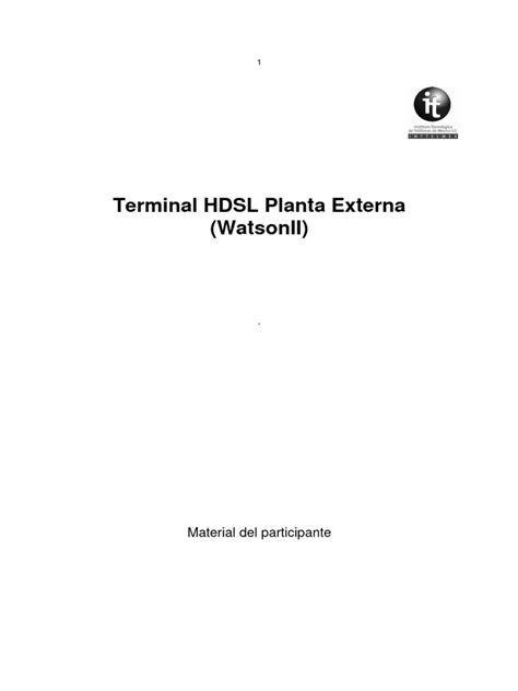 Terminal Hdsl Planta Externa Watsonii Descargar Gratis Pdf Línea