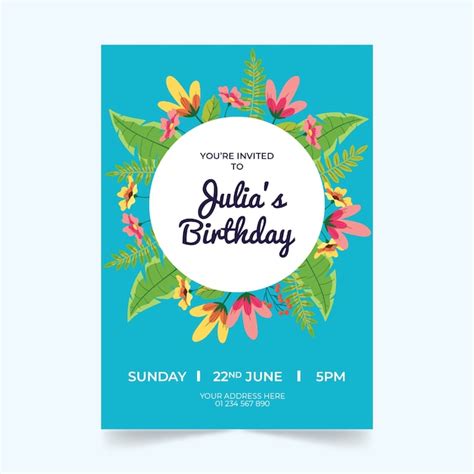 꽃 생일 카드 템플릿 테마 무료 벡터