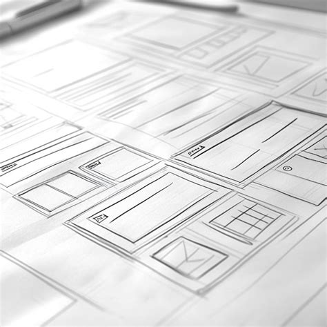 A Website Wireframe Sketch Highlighting The Layout And Navigation Structure Premium AI