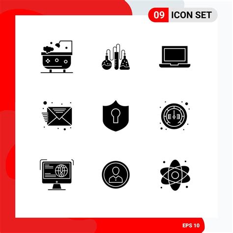 User Interface Pack Of 9 Basic Solid Glyphs Of Gauge Protection Device Access Inbox Editable
