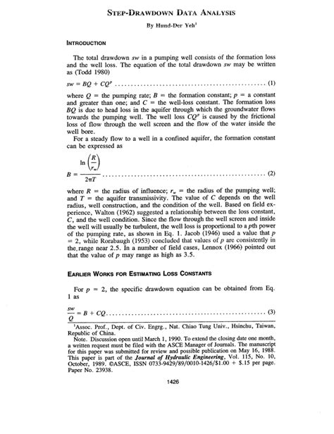 Pdf Step Drawdown Data Analysis