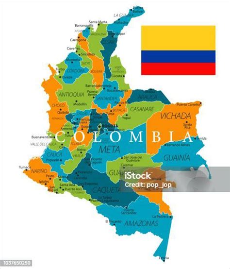 Peta Kolombia Vektor Ilustrasi Stok Unduh Gambar Sekarang