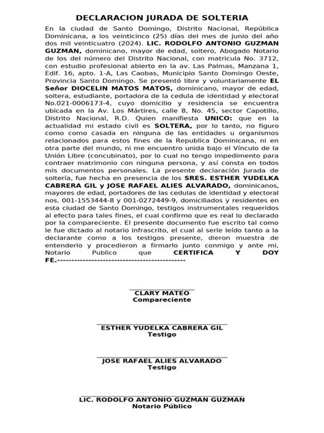 Declaracion De Solteria Pdf