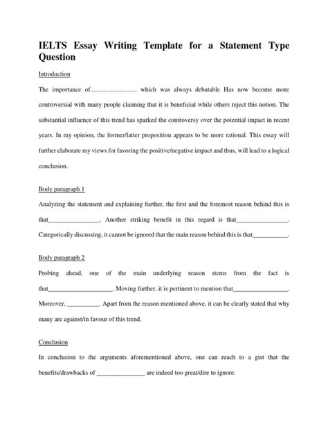Ielts Essay Writing Template Pdf Reason Essays
