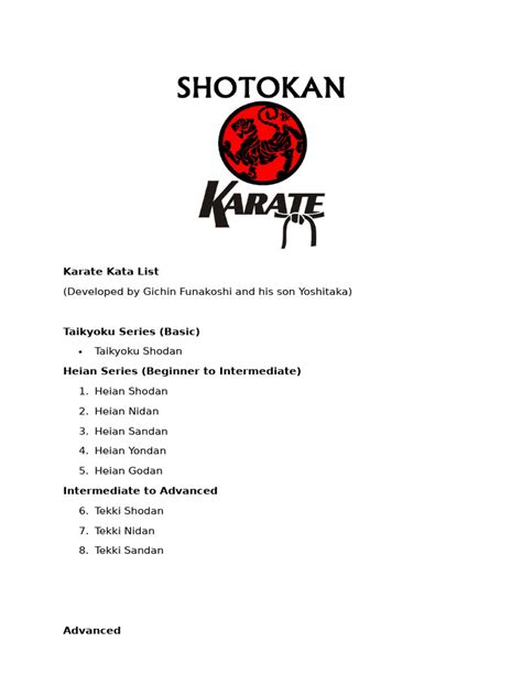 Shotokan Karate Kata List Pdf