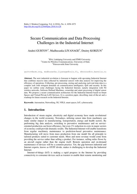 Pdf Secure Communication And Data Processing Challenges In The
