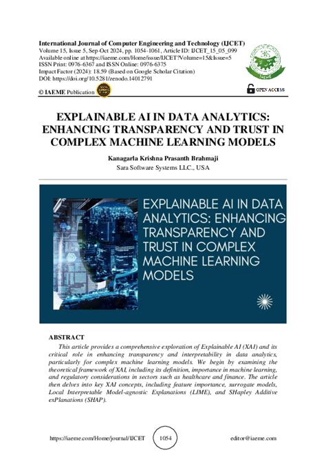 Pdf Explainable Ai In Data Analytics Enhancing Transparency And Trust In Complex Machine
