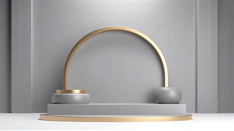 세련된 골드 아치 포디엄 미니멀한 회색 배경의 3d 제품 디스플레이 미니멀 배경 레이 배경 미니 배경 이미지 Hd 미니멀 레이 미니 배경 사진 무료 다운로드