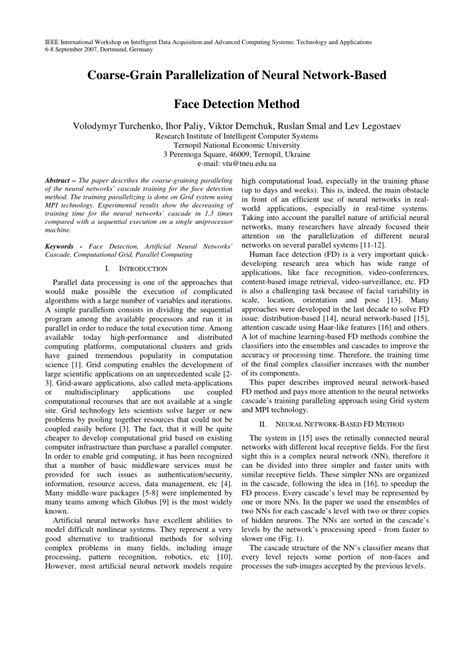 Pdf Coarse Grain Parallelization Of Neural Network Based Face