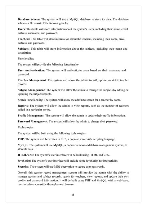 teachers record management system project report pdf