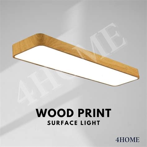 Wood Design Rectangular Led Ceiling Light Nordic Minimal Ceiling Light 48w 72w Daylight For