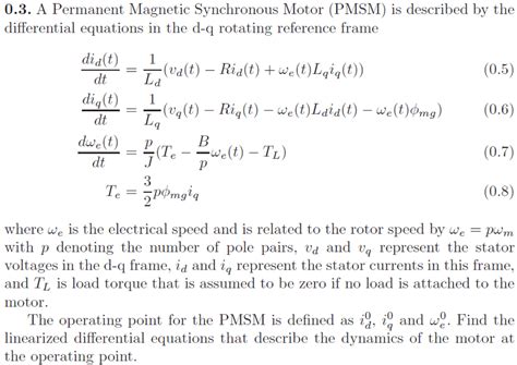 A Permanent Magnetic Synchronous Motor PMSM Is Chegg