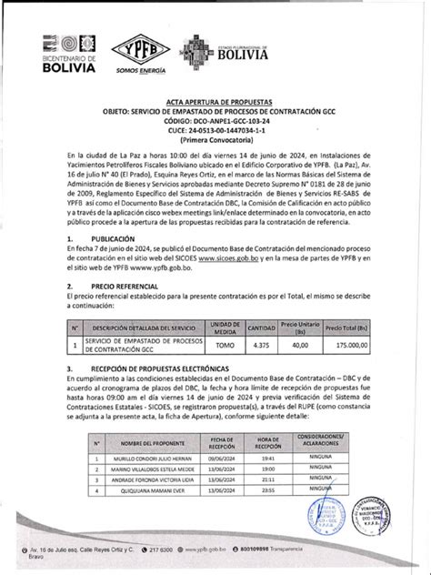 Acta De Apertura Gcc 103 24 Pdf