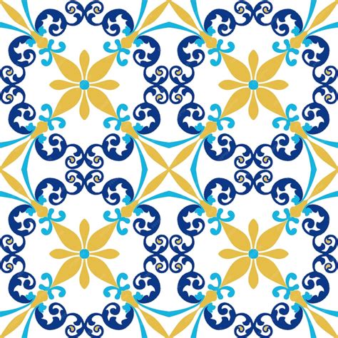 Premium Vector Tile Seamless Pattern Design With Colourful Motifs