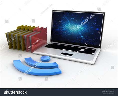 3d Rendering Folder Connected Computer Network Stock Illustration